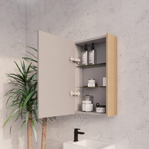 Hyacinth 450mm Fluted Mirrored Shaving Cabinet with Glass Shelves Temple Webster